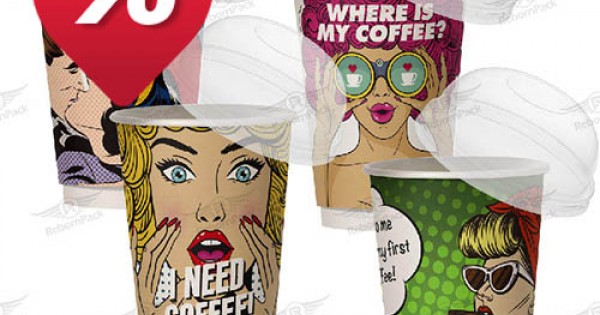 SET FREDDO - ΖΕΣΤΟ ΠΟΤΗΡΙ DOUBLE 12oz POP ART + ΚΑΠΑΚΙΑ 500τμχ